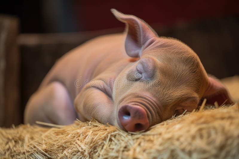 Piglet Stretches and Rolls Over in Its Sleep Stock Illustration ...