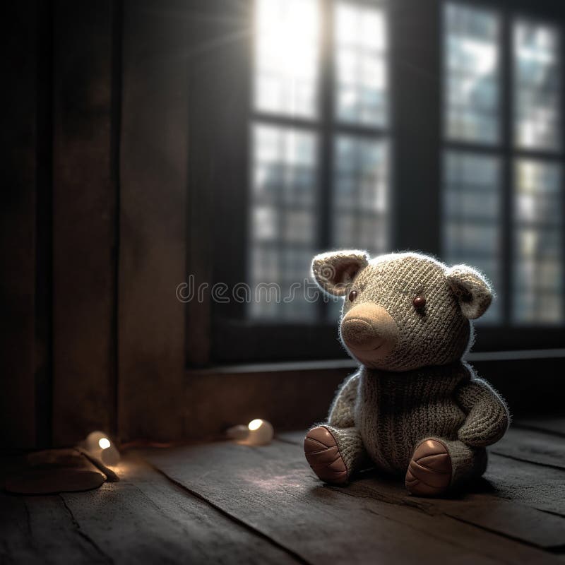 An Old, Dingy Stuffed Piglet, Isolated, and Left Behind. Stock ...