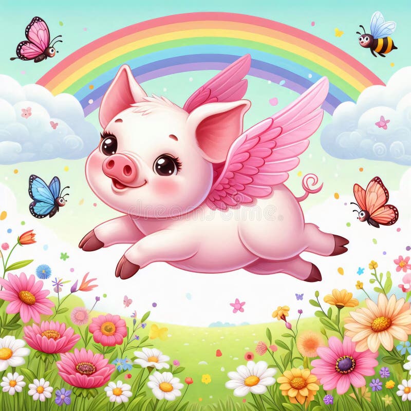 When Pigs Fly Illustration Concept Stock Illustration - Illustration of ...
