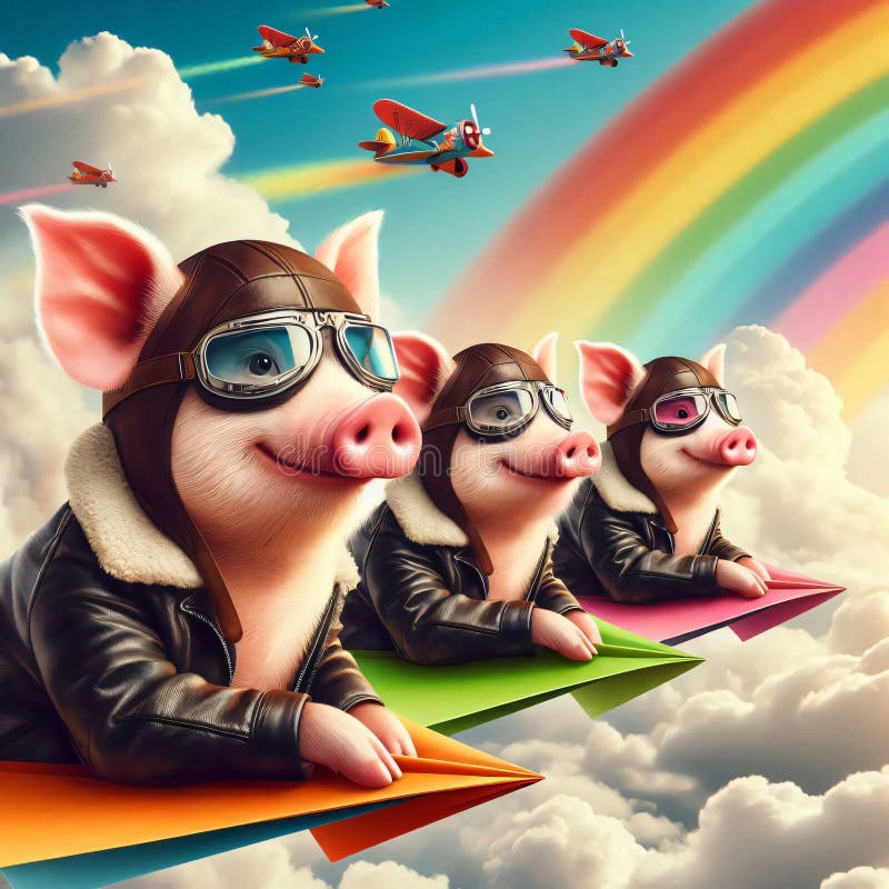 When Pigs Fly Illustration Concept Stock Illustration - Illustration of ...