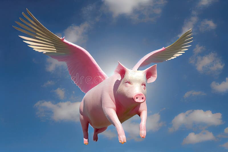 When Pigs Fly or Pigs Might Fly Idiom. Pig with Wings. Generative AI ...
