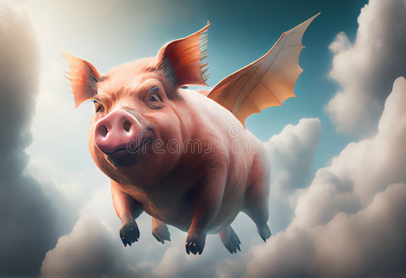 Pigs Fly in the Sky. Generate Ai Stock Illustration - Illustration of ...