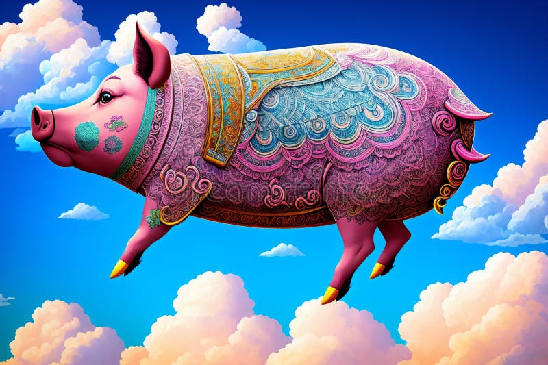 When Pigs Fly a Surreal Sky Scene.AI Generated Stock Illustration ...