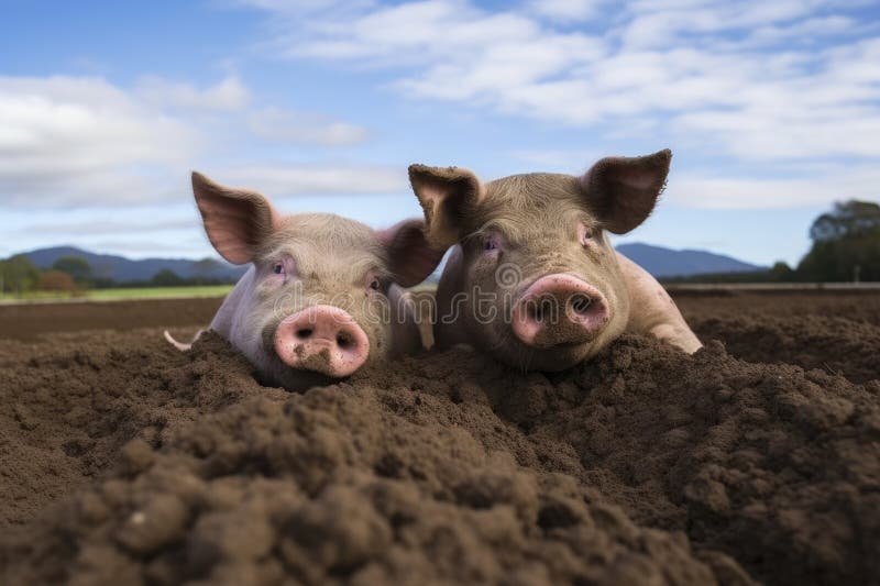 Pigs lounging in the mud stock image. Image of animal - 297944225