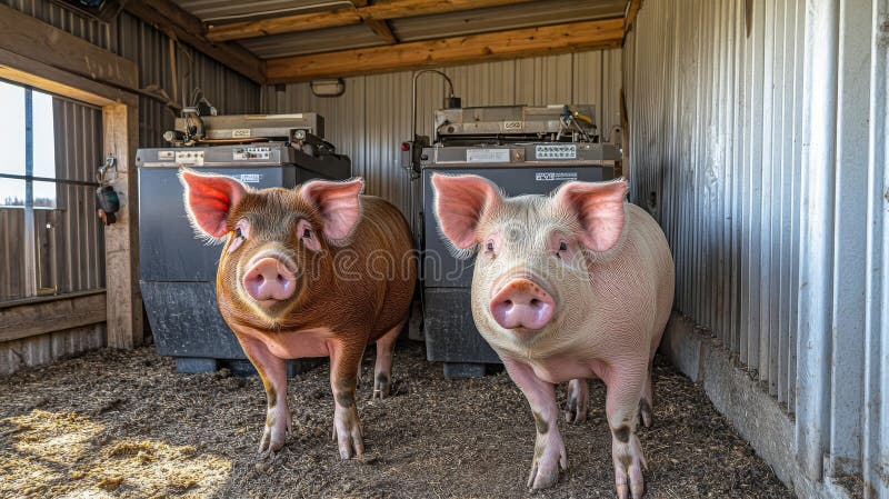 Pigs in a Pig Pen. Generative AI. Stock Illustration - Illustration of ...