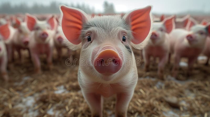 Pigs on the Run Farm Landscape Stock Illustration - Illustration of ...