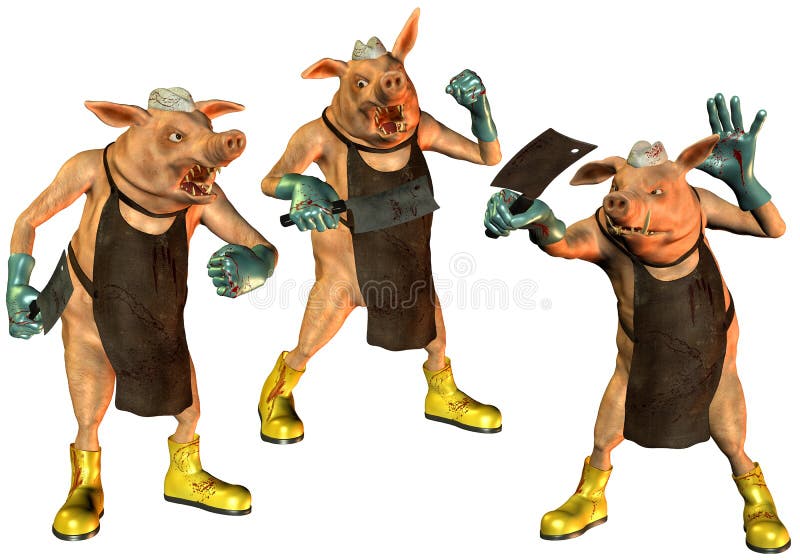 Pigs in the slaughterhouse stock illustration. Illustration of ...