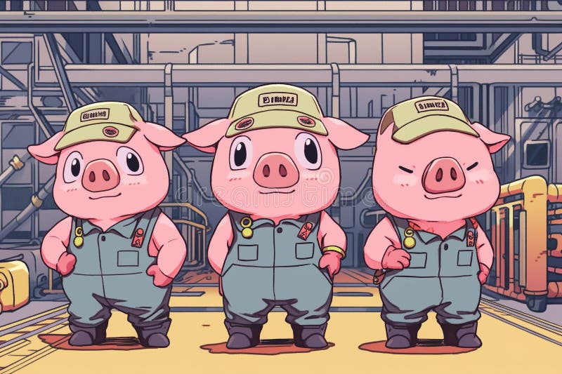 Pigs in Work Uniforms. AI Generated Stock Illustration - Illustration ...