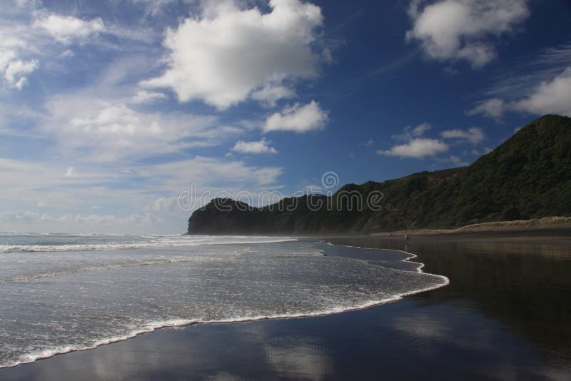 Piha Beach stock image. Image of sand, wave, tranquil - 7512933