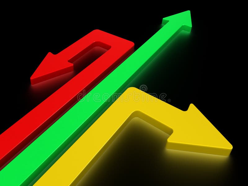 Pijlen in drie richtingen stock illustratie. Illustration of ...