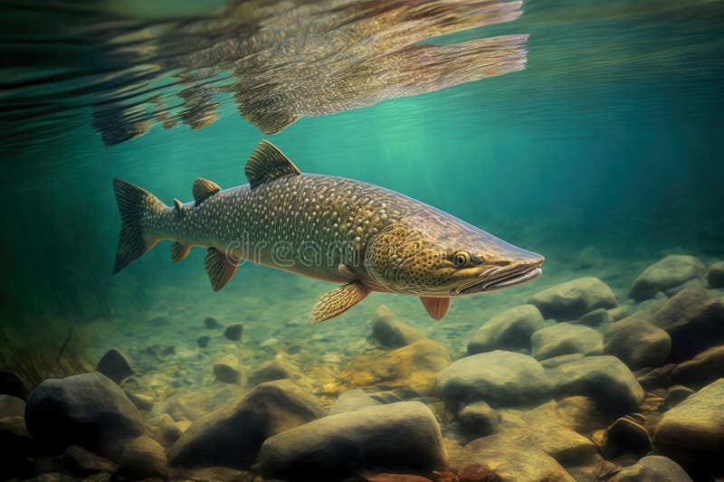Pike Fish Under Water in the Wild Created with Generative AI Technology ...