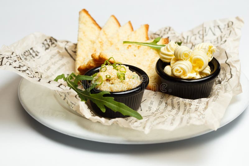 Pike Roe with Butter and Toasts Stock Photo - Image of cookery, plate ...