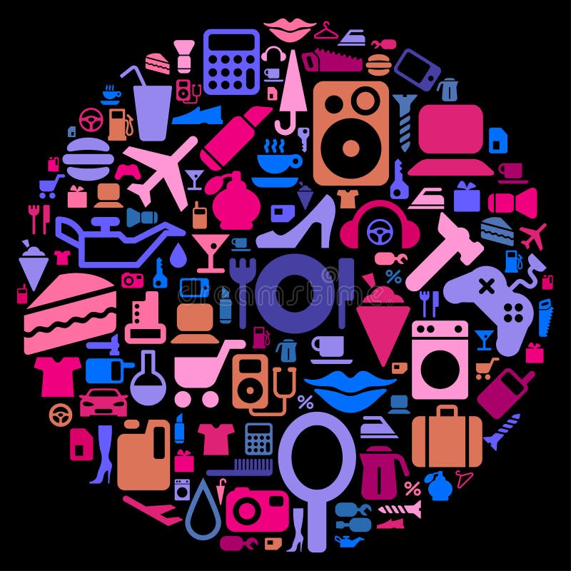 Set Von Icons Und Piktogrammen Vektor Abbildung - Illustration von ...