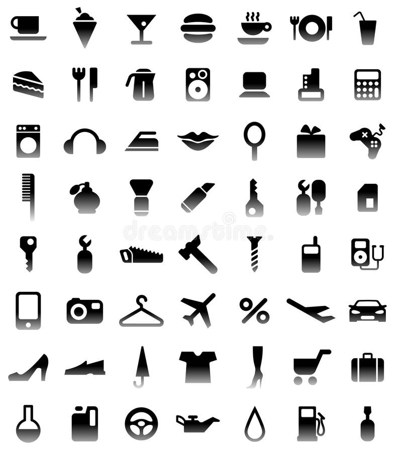 Ikonen Und Piktogramme Stellten Ein Vektor Abbildung - Illustration von ...