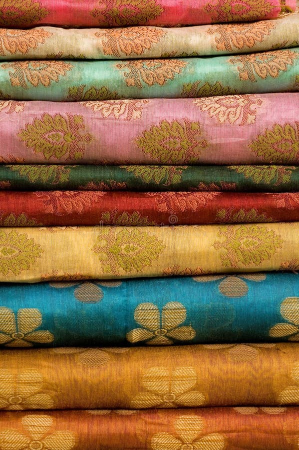 Tela de seda india impresa imagen de archivo. Imagen de etnicidad ...