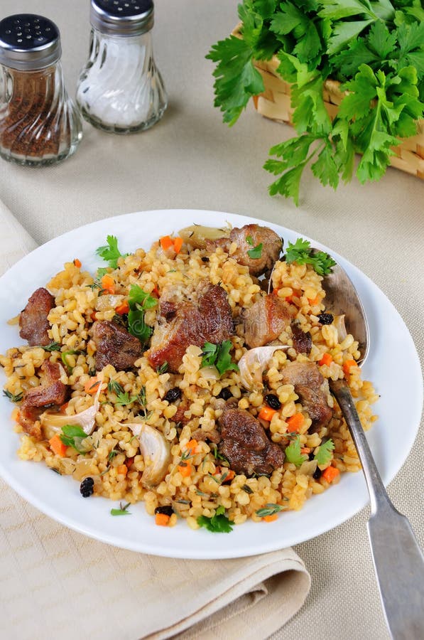 Bulgur with meat stock photo. Image of dinner, elevenses - 130701494