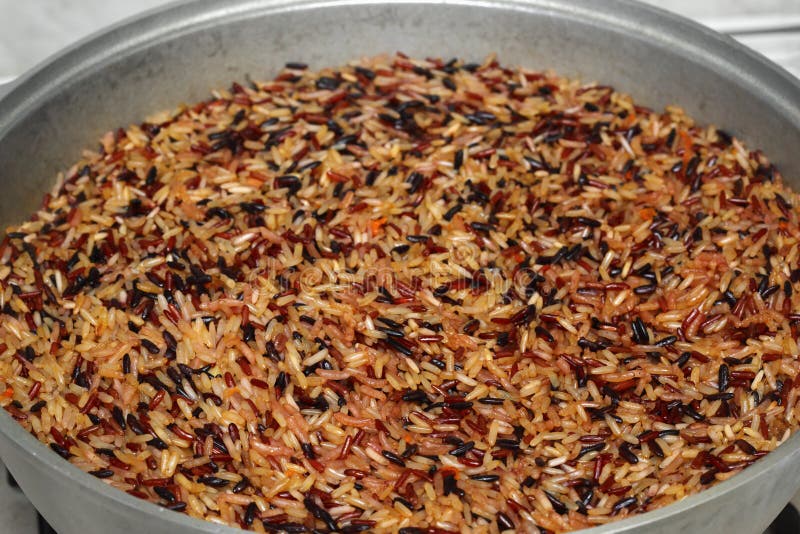 Pilaf of Colored Rice is Cooked in Cauldron Stock Photo - Image of ...