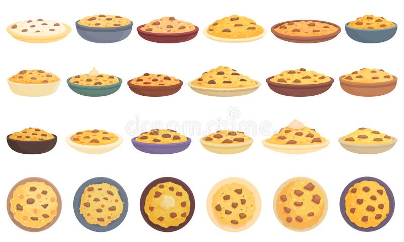 Pilaf Icons Set Cartoon Vector. Asian Arabic Stock Vector ...
