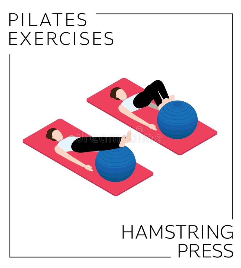 Pilates Ball Exercise Hamstring Press Vector Stock Illustration ...