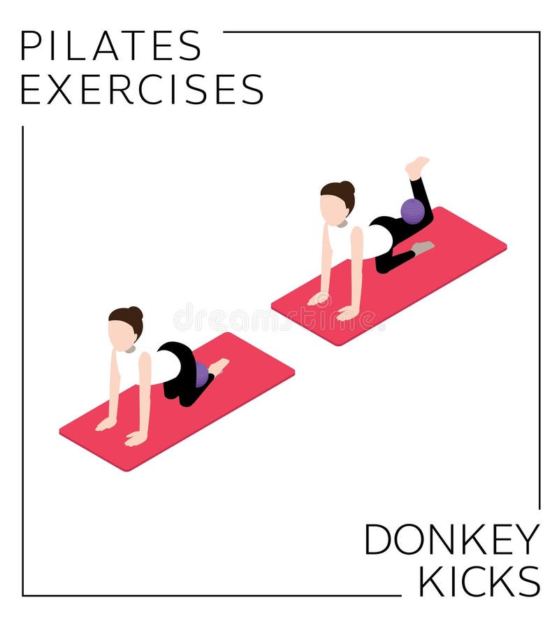 Pilates Ball Exercise Pose Donkey Kicks Vector Stock Illustration ...