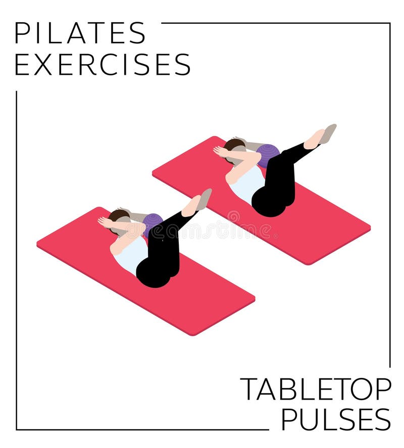 Pilates Ball Exercise Pose Tabletop Pulses Vector Stock Illustration ...