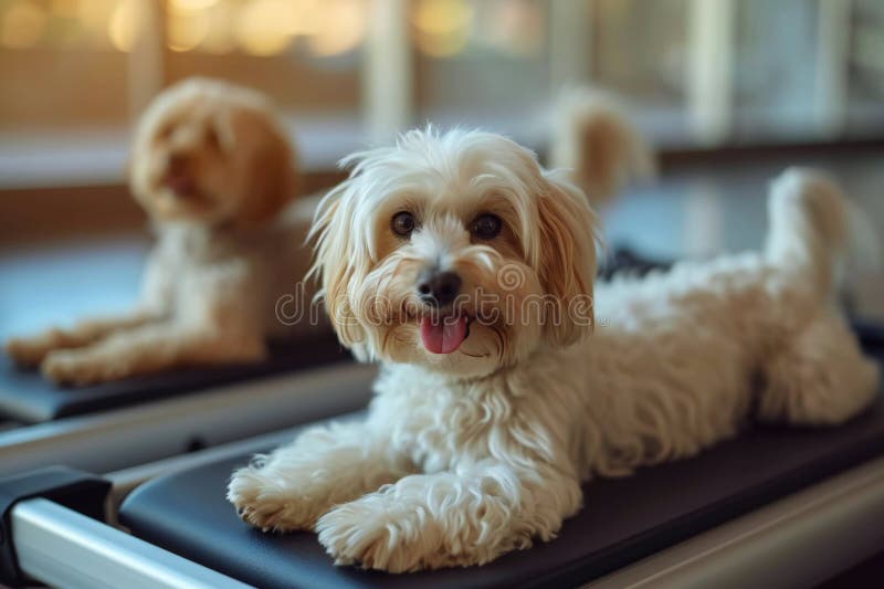 Pilates for Dogs. Dogs Stretching on Yoga Mat Stock Image - Image of ...