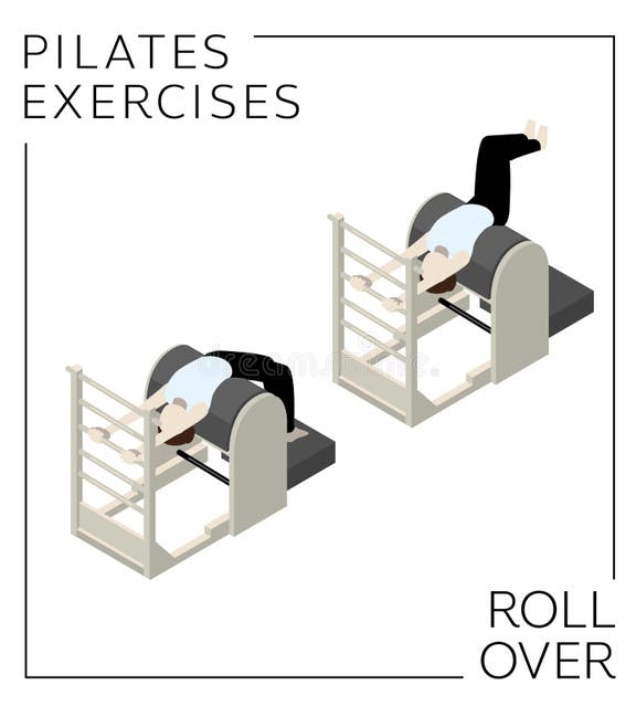 Pilates Exercise Pose Set Rollover on the Barrel Ladder Vector Stock ...