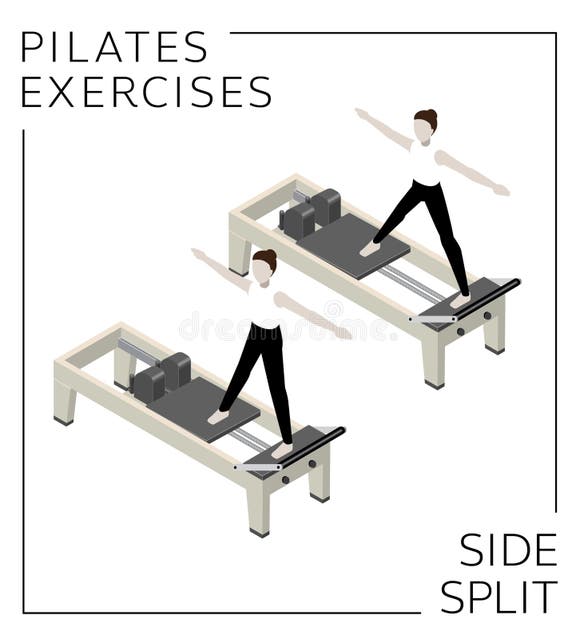 Pilates Exercise Pose Set Side Split on the Reformer Vector Stock ...