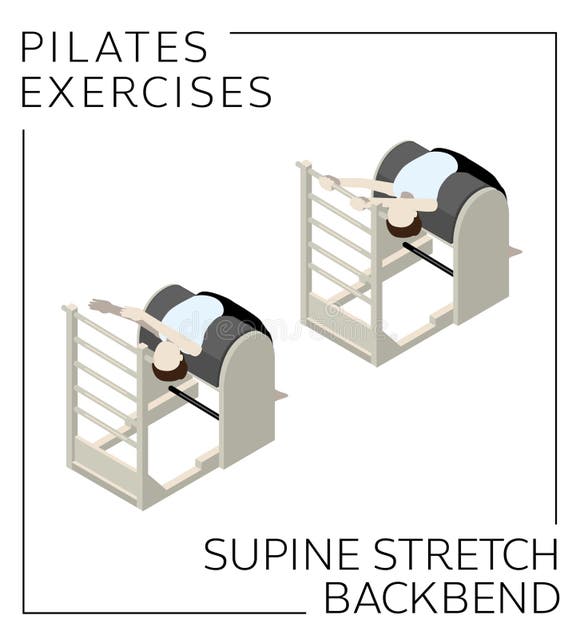 Pilates Exercise Pose Set Supine Stretch Backbend on the Barrel Ladder ...