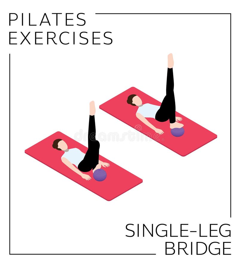 Pilates Ball Exercise Pose Single-Leg Bridge Vector Stock Illustration ...