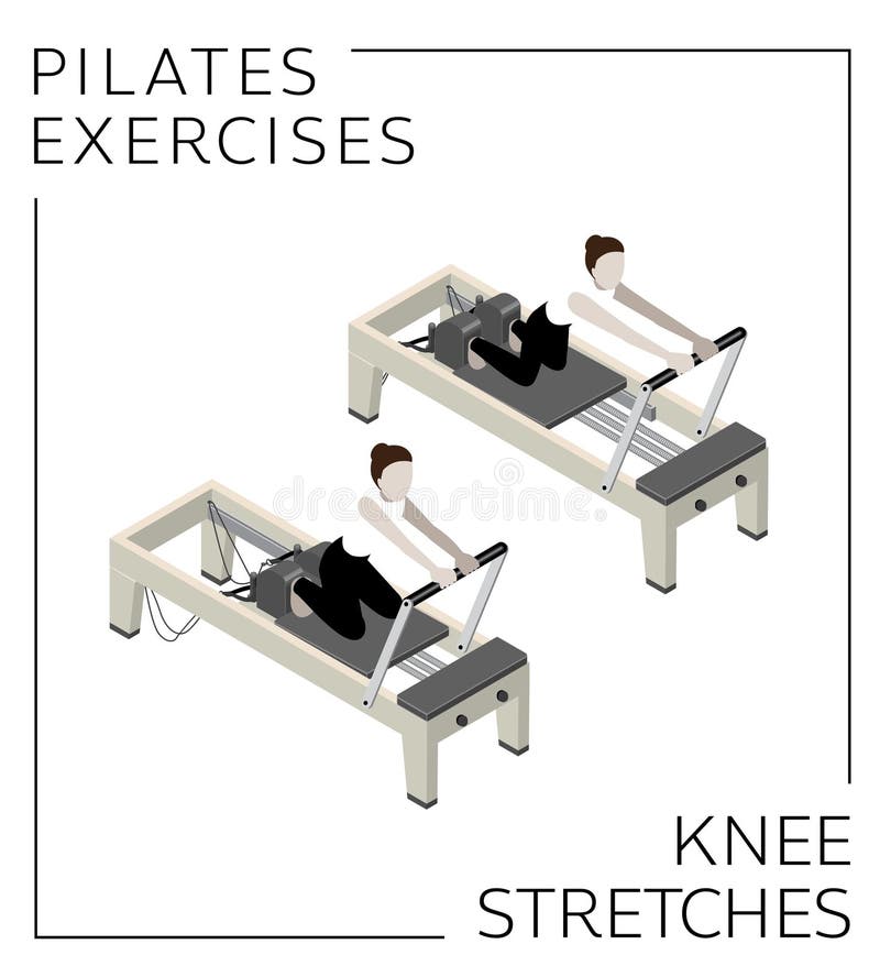 Pilates Exercise Pose Set Knee Stretches on the Reformer Vector Stock ...
