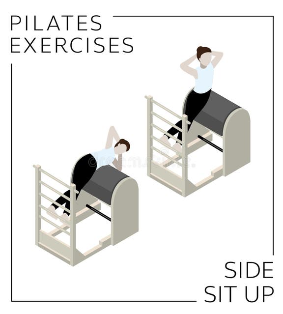 Pilates Exercise Pose Set Side Sit Up on the Barrel Vector Stock Vector ...