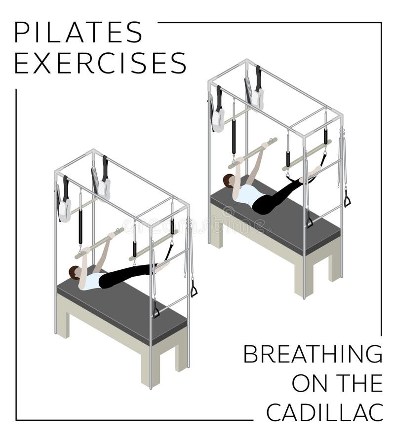 Pilates Exercise Pose Set Breathing on the Cadillac Vector Stock Vector ...