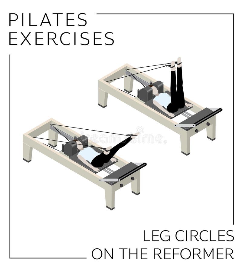 Pilates Exercise Pose Set Leg Circles on the Reformer Vector Stock ...