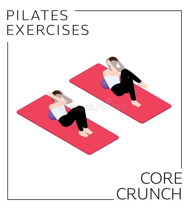 Pilates Ball Exercise Core Crunch Vector Stock Illustration ...