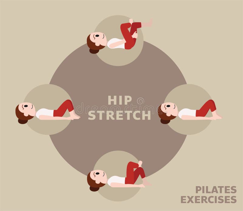 Pilates Moves Exercises Hip Stretch Cute Cartoon Vector Illustration ...