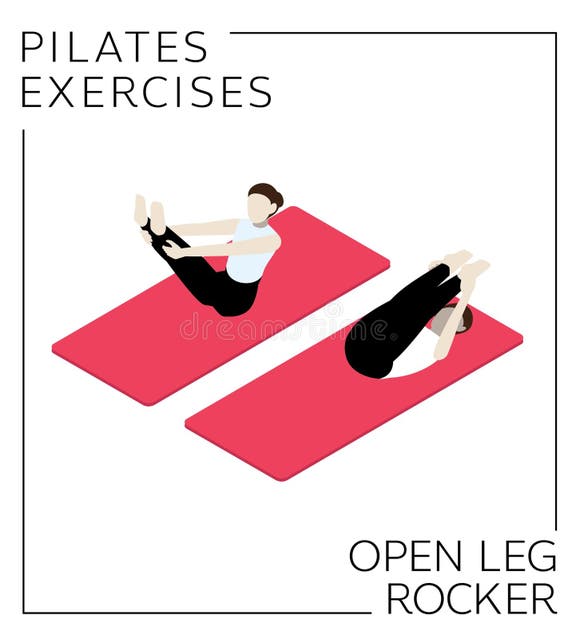 Pilates Open Leg Rocker Pose Exercise Isometric Set Vector Stock Vector ...