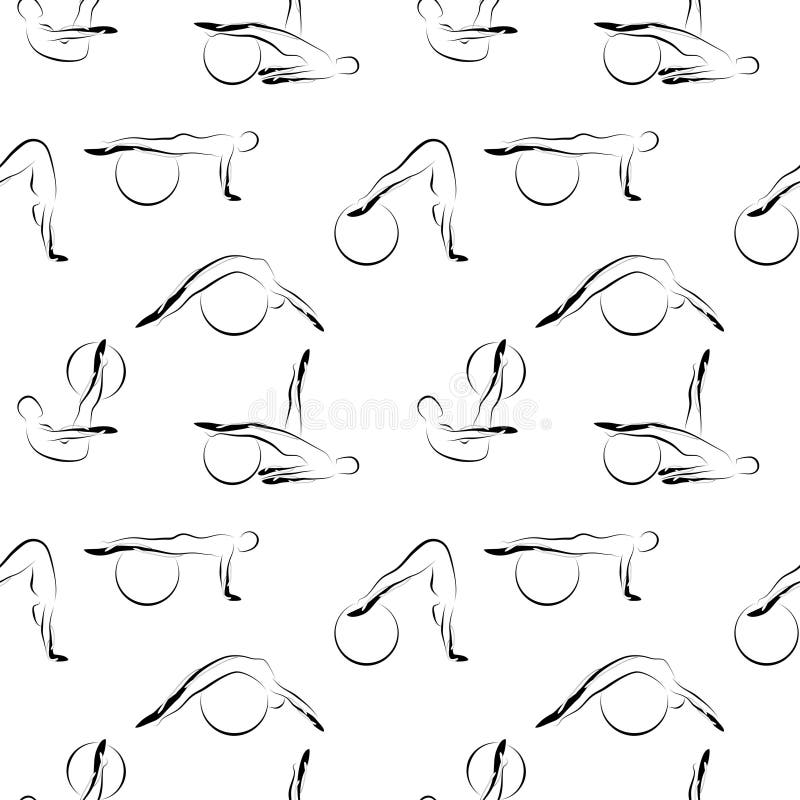 Pilates Poses Seamless Vector Pattern Stock Vector - Illustration of ...