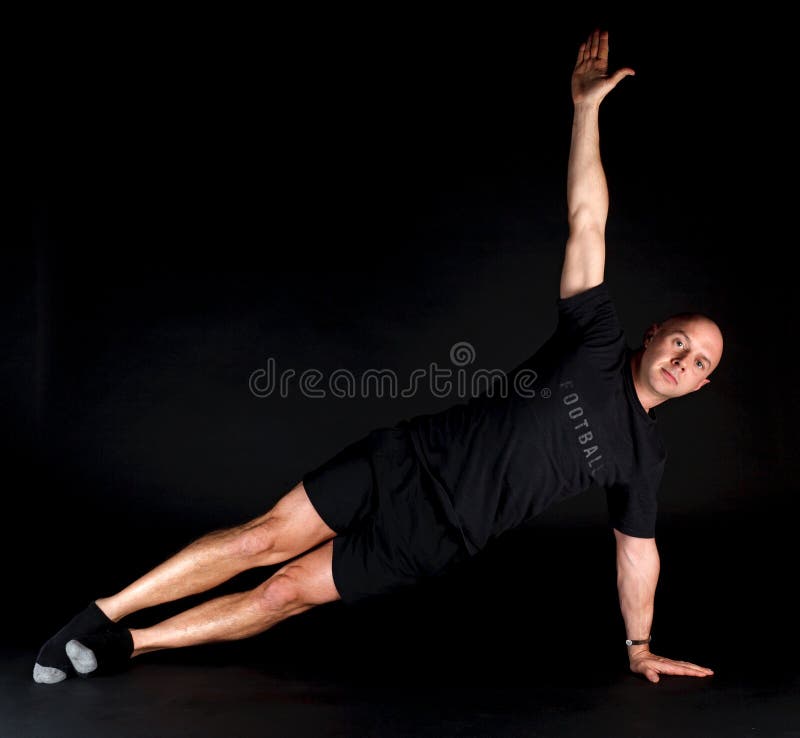 Pilates Position - Side Plank Stock Photo - Image of background, male ...