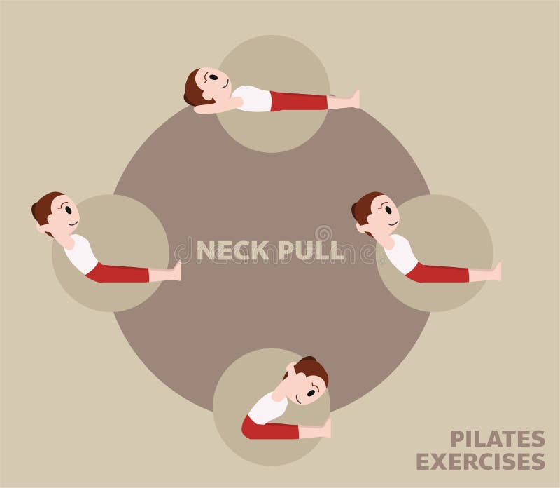 Pilates Moves Exercises Neck Pull Cute Cartoon Vector Illustration ...