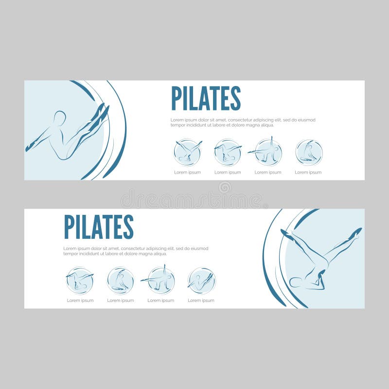 Pilates Web Banners Vector Template Stock Vector - Illustration of ...