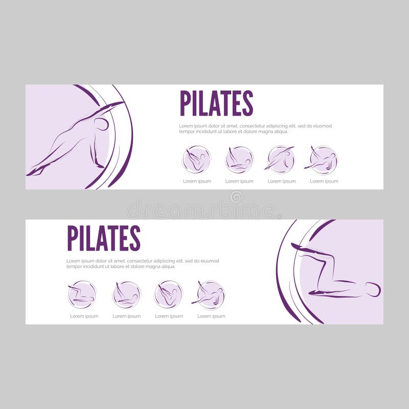 Pilates Web Banners Vector Template Stock Vector - Illustration of ...