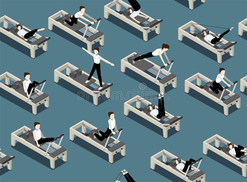 Pilates Reformer Isometric Poses Seamless Pattern Background Wallpaper ...