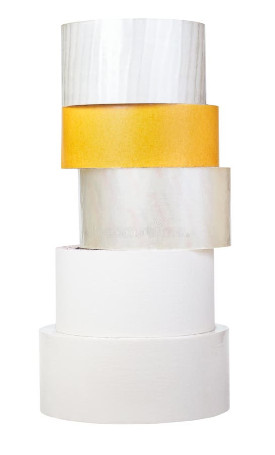 Stack Of Adhesive Tape Rolls Isolated On White Stock Photo - Image of ...