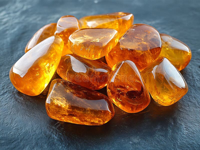 A Pile of Amber Stones Sitting on Top of a Table Stock Image - Image of ...