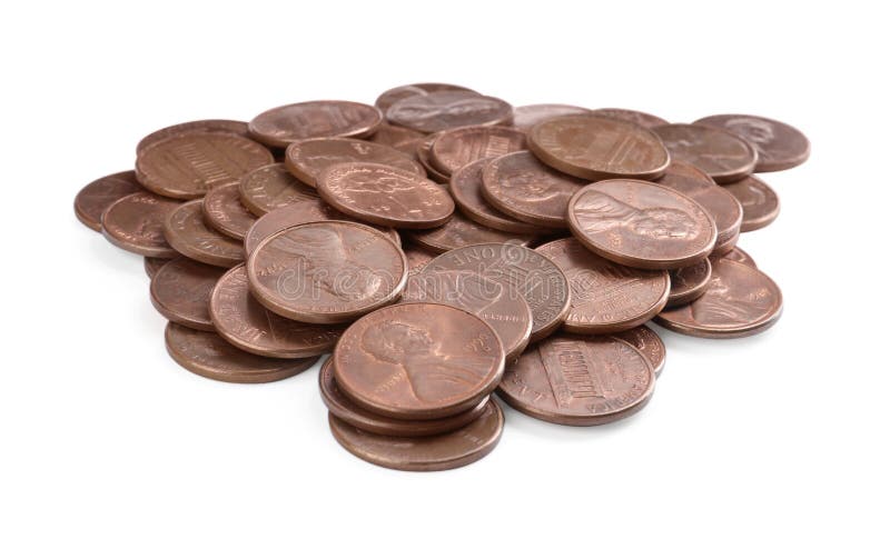 Pile of American Coins on White Background Stock Photo - Image of cash ...