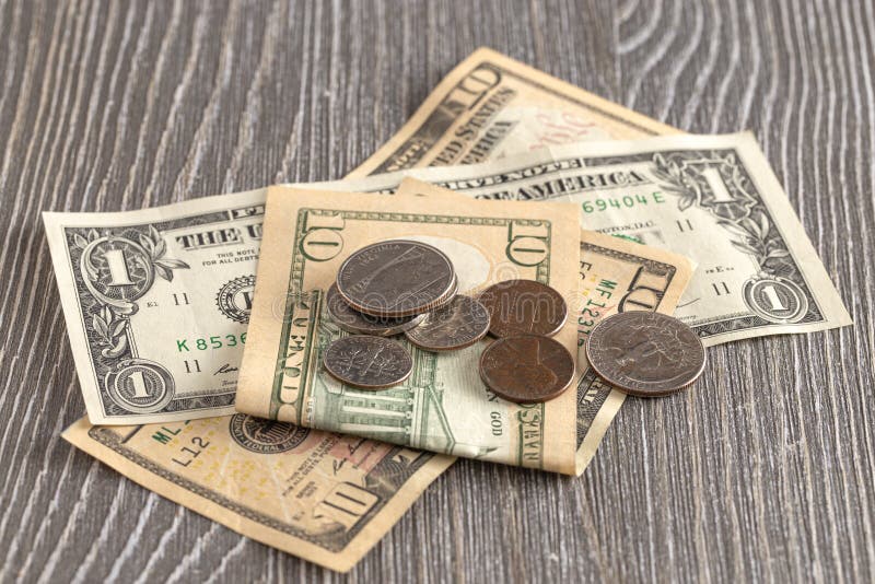 Pile of American Coins US Money One Dollar Coin Stock Photo - Image of ...
