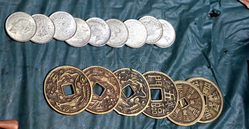 Pile of ancient coins , stock image. Image of exchange - 243703059