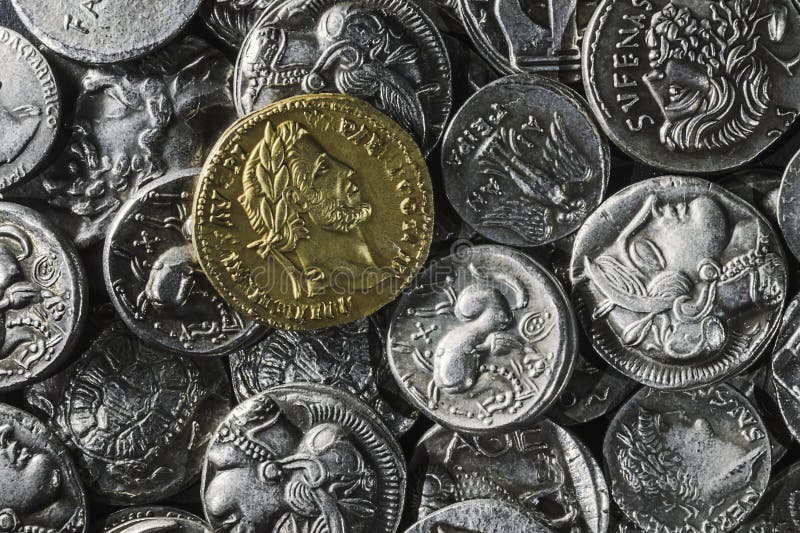 Pile of Ancient Coins stock image. Image of rare, archaeology - 326218999