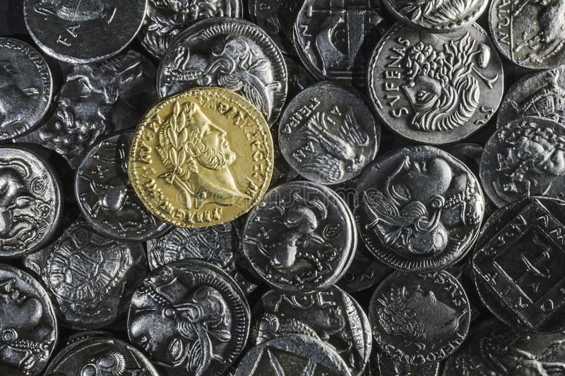 Pile of Ancient Coins stock image. Image of discover - 326219027